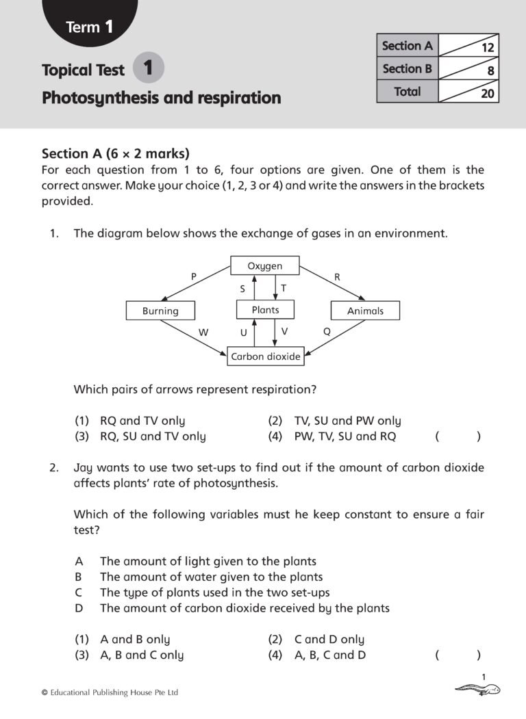 P6 Science Topical Class Tests – EPH