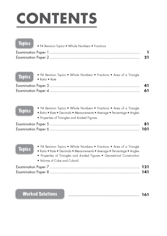 P5 TOP Maths Examination Papers – EPH