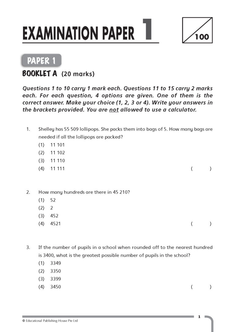 P5 TOP Maths Examination Papers – EPH
