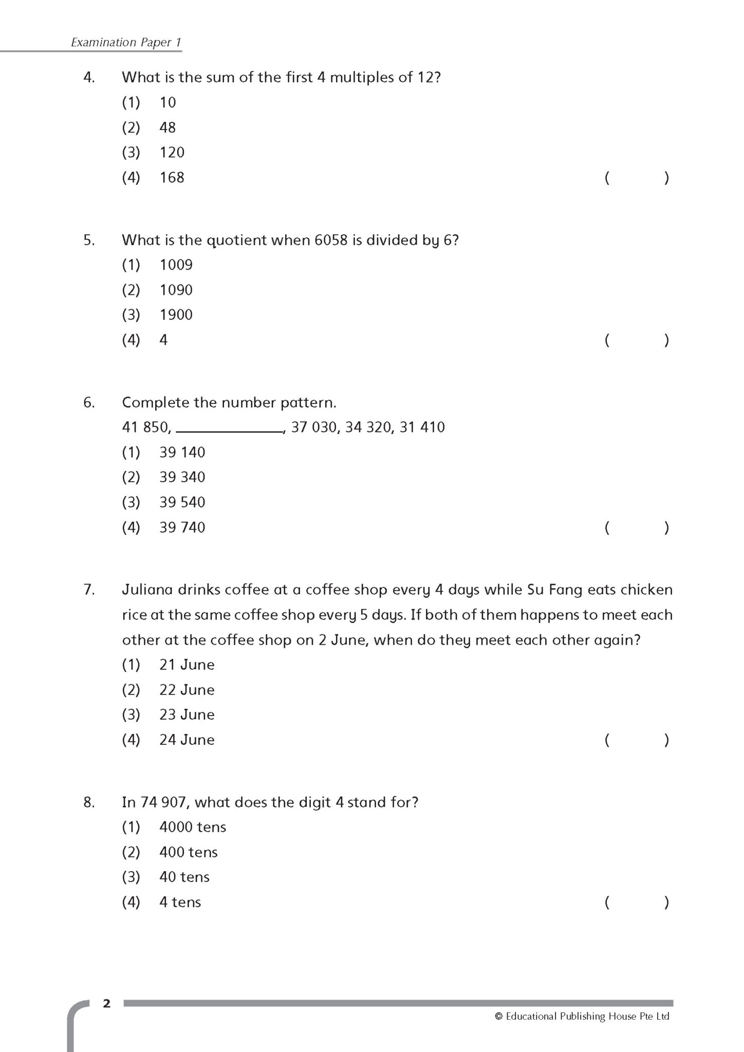 P5 TOP Maths Examination Papers – EPH