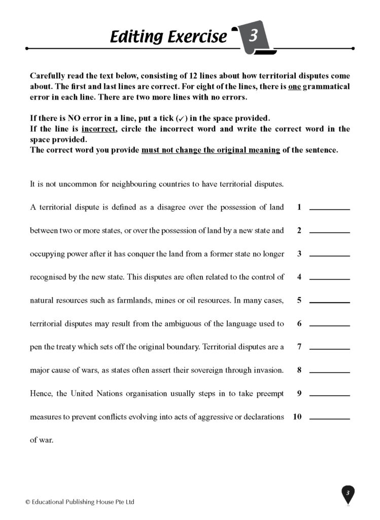 Upper Secondary Express Editing Exercises – EPH