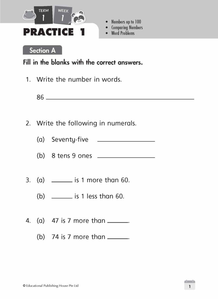 P2 Maths Weekly Revision – EPH