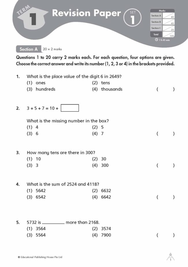 P3 Maths Revision Papers – EPH