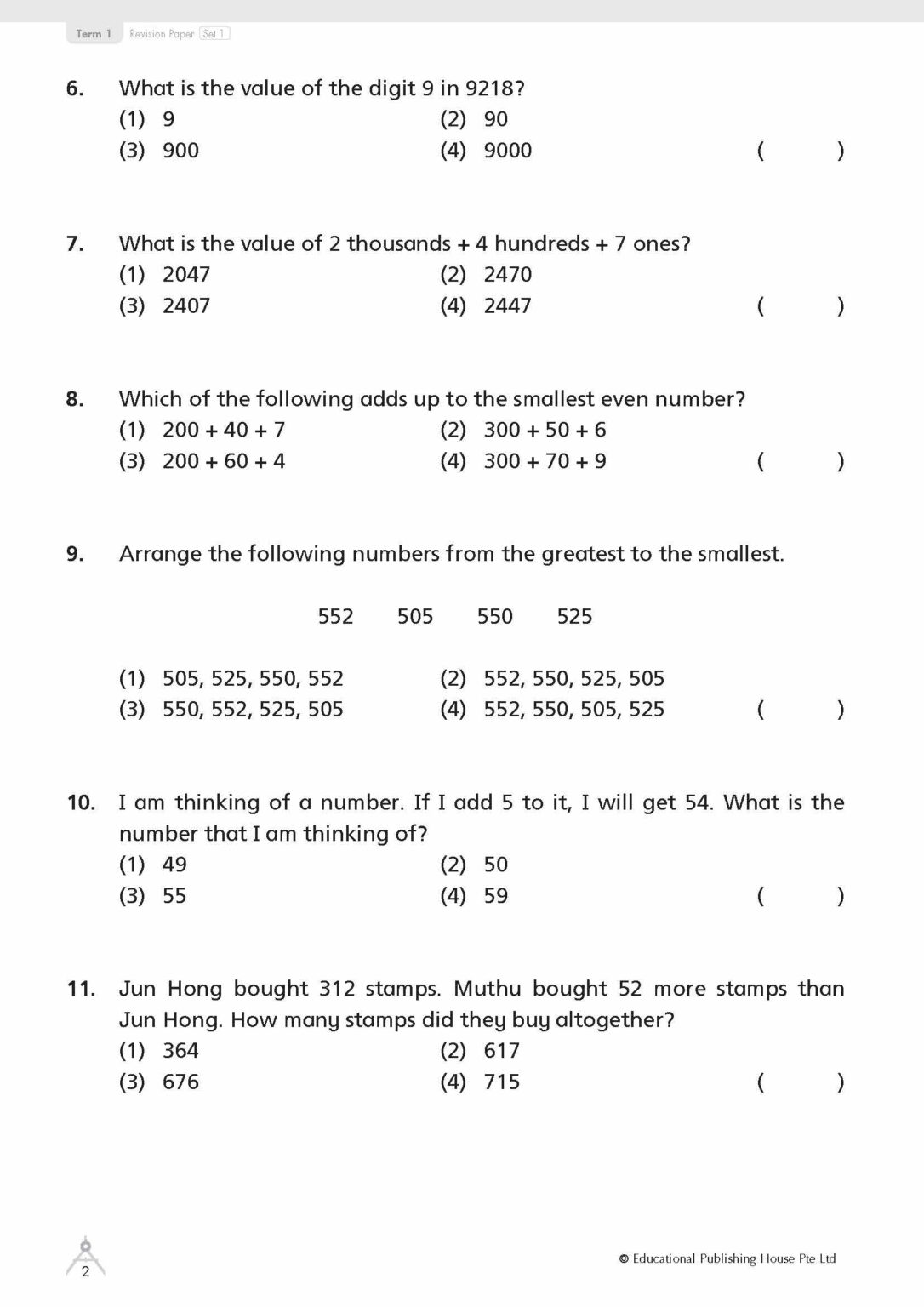 P3 Maths Revision Papers – EPH