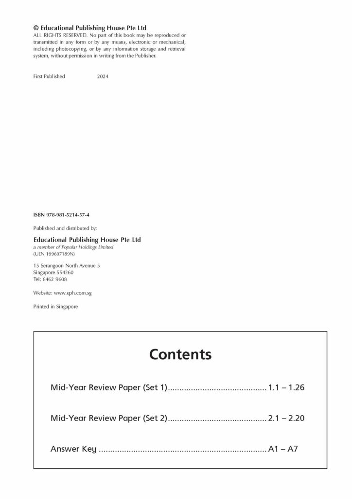 P5 Science Mid-Year Review Papers – EPH