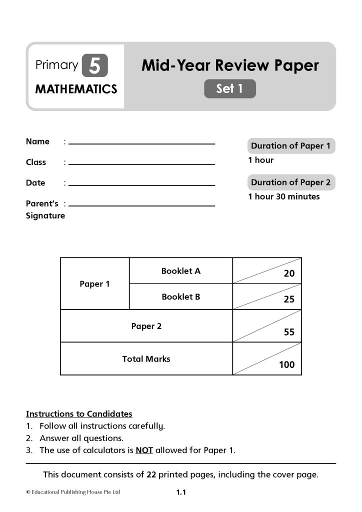 P5 Maths Mid-Year Review Papers – EPH