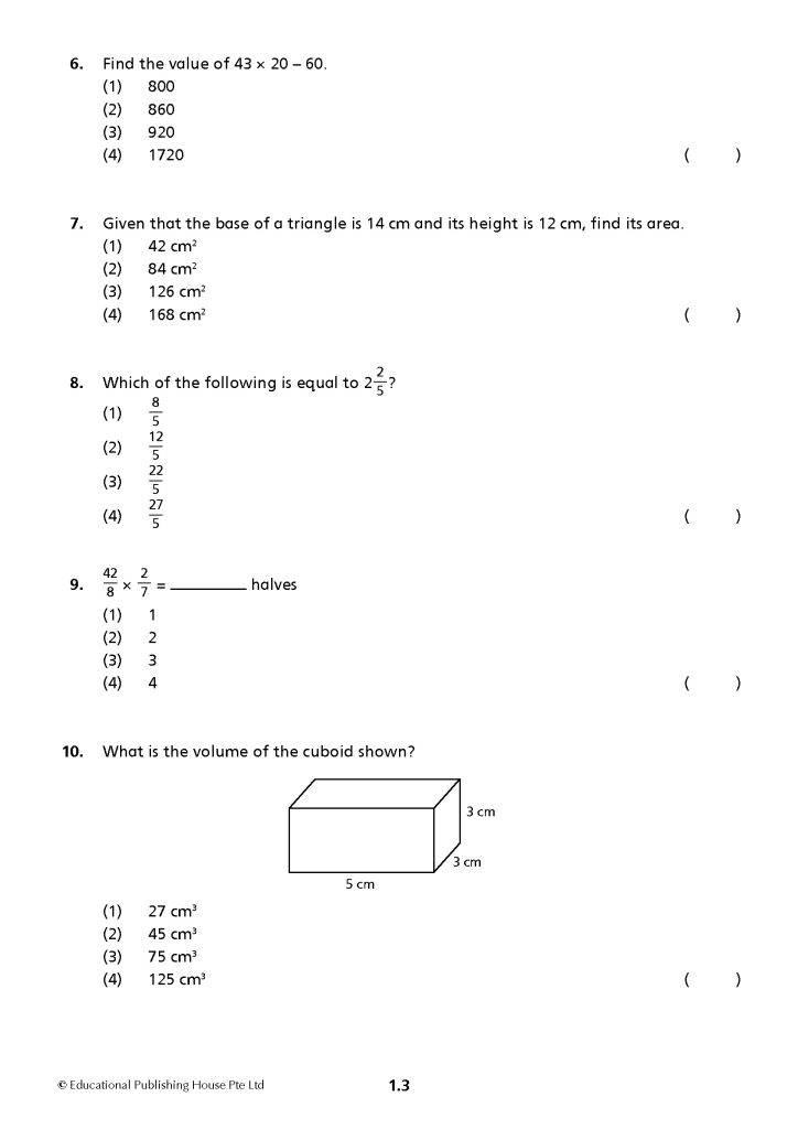 P5 Maths Mid-Year Review Papers – EPH