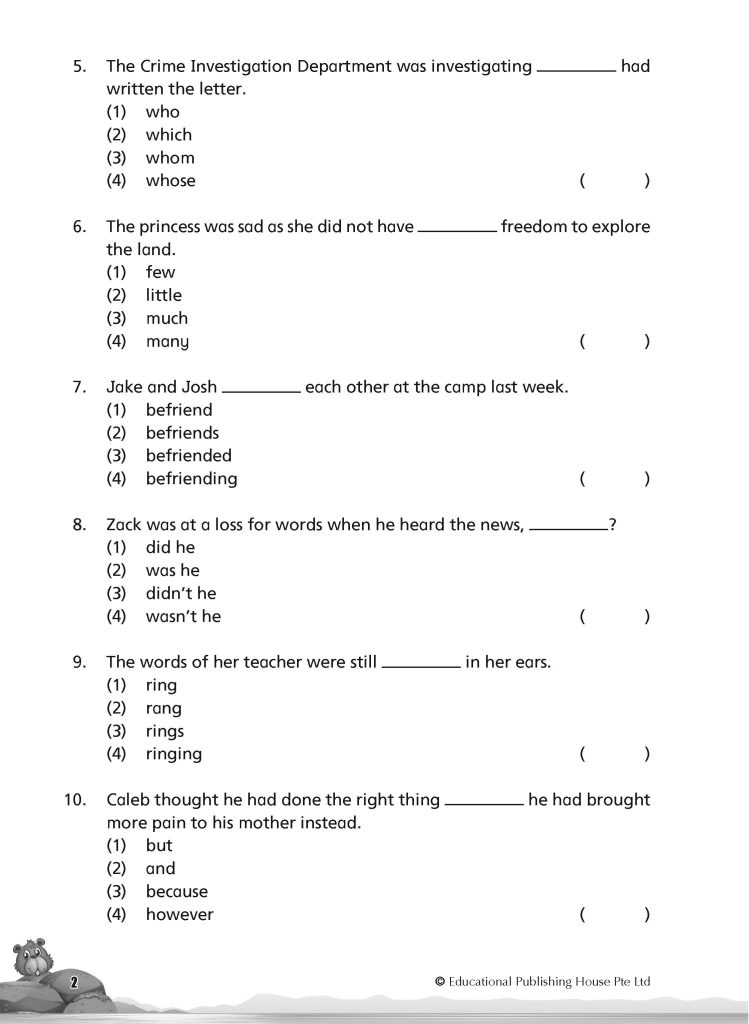 P6 English Class Tests – EPH