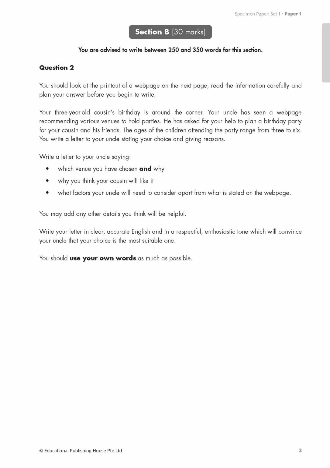 O Level English Specimen Papers – EPH