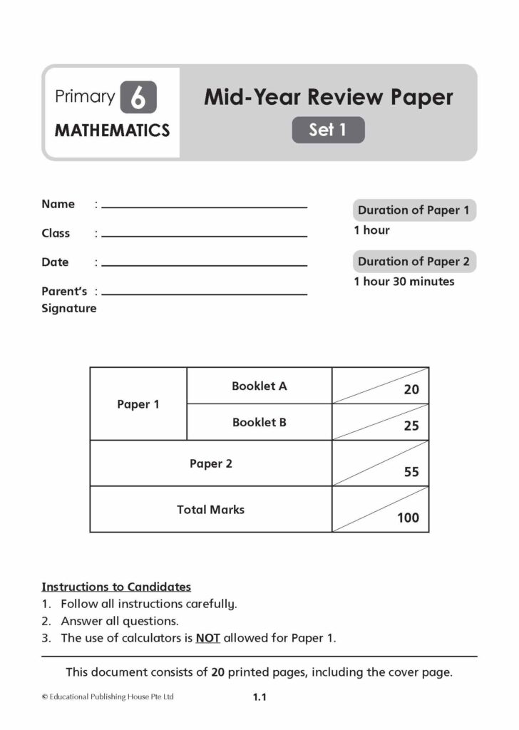 P6 Maths Mid-Year Review Papers – EPH
